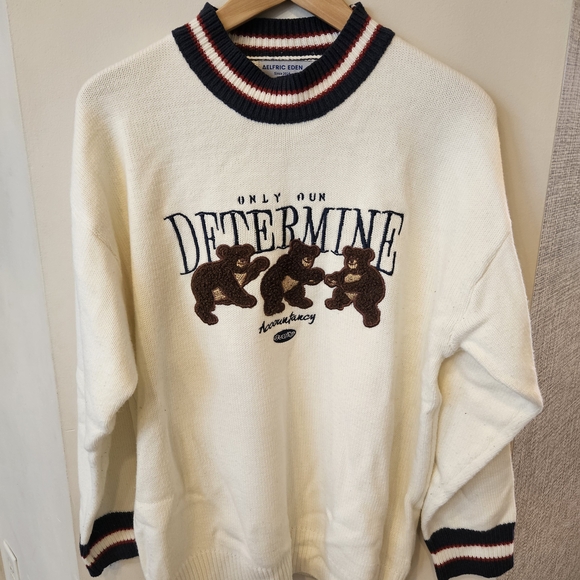 Aelfric Eden | Sweaters | Aelfric Eden Cream Sweater With Bear Motif ...